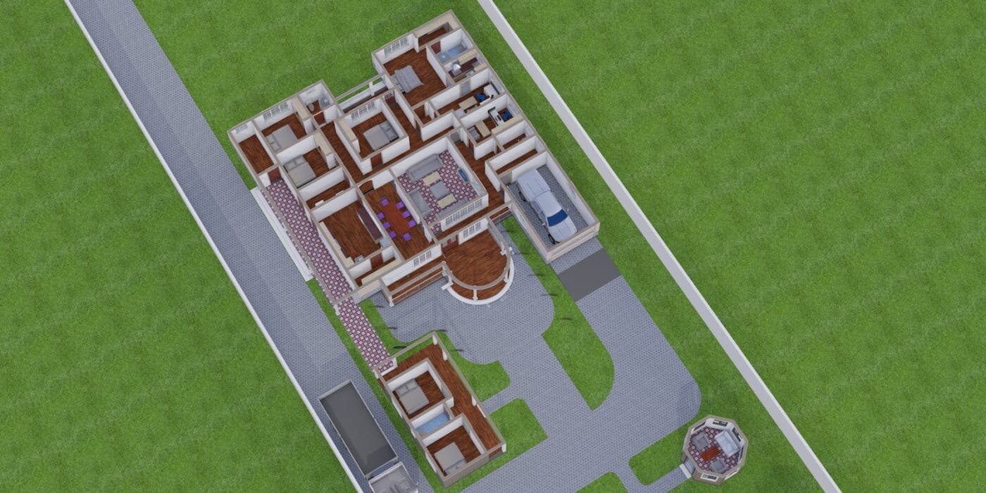 4 Bedroom House Plan with DSQ and Gazebo - ID 135 - Nyolenju